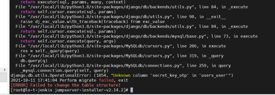 [Question] 一键部署失败【1054】mysql问题 · Issue #6998 · jumpserver/jumpserver · GitHub