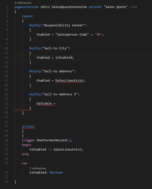[PageExtension] - Modify property "Editable" at STD Page fields · Issue #2563 · microsoft/AL ...