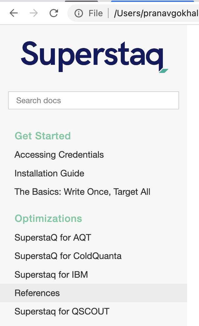 Stray "References" in docs Table of Contents · Issue #553 · Infleqtion/client-superstaq · GitHub