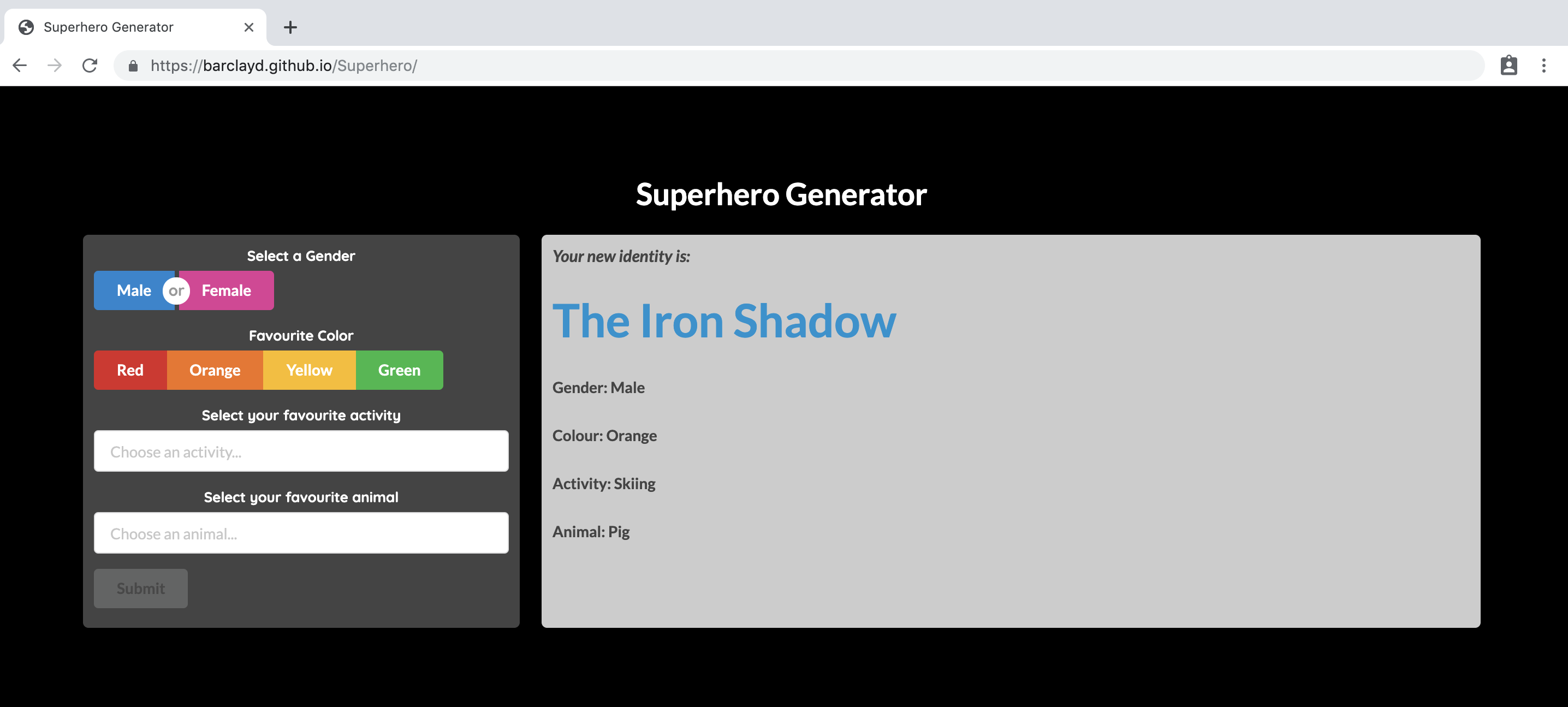 GitHub - barclayd/Superhero: Build your own Superhero. Built using React