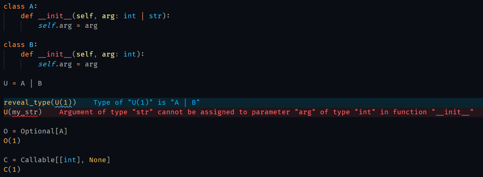 pyright allows calling `Union` and similar classes · Issue #1942 · microsoft/pyright · GitHub