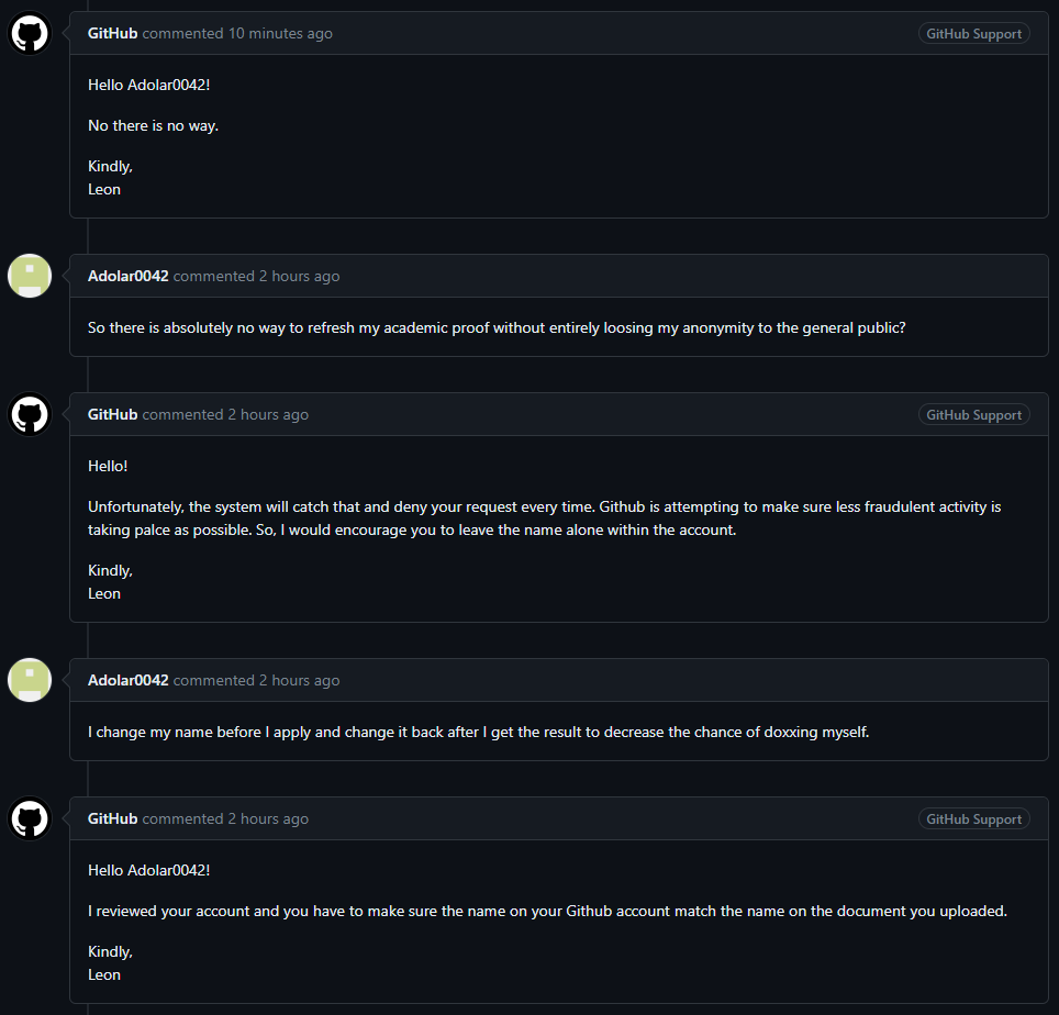 Unable to apply for Github education student pack · community ...