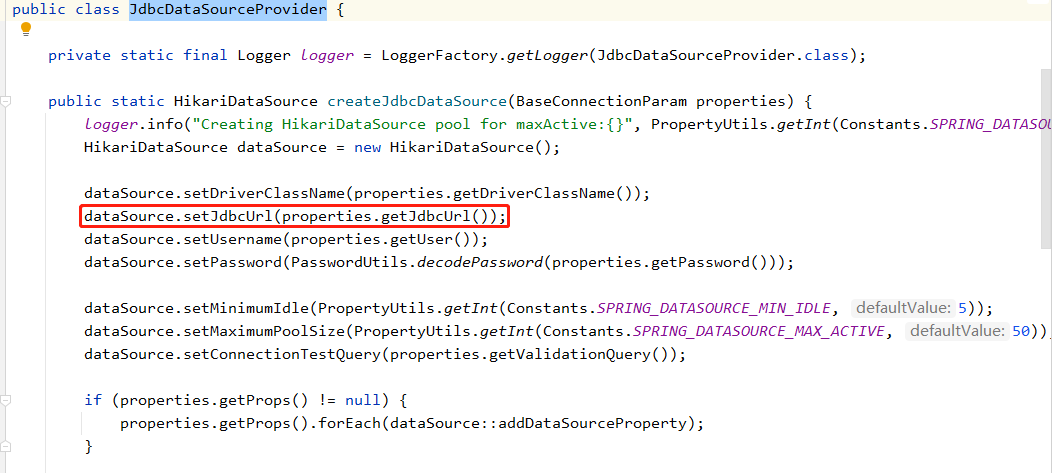 Question Jdbcdatasourceprovider Get Jdbcurl Without Adding Other 6874