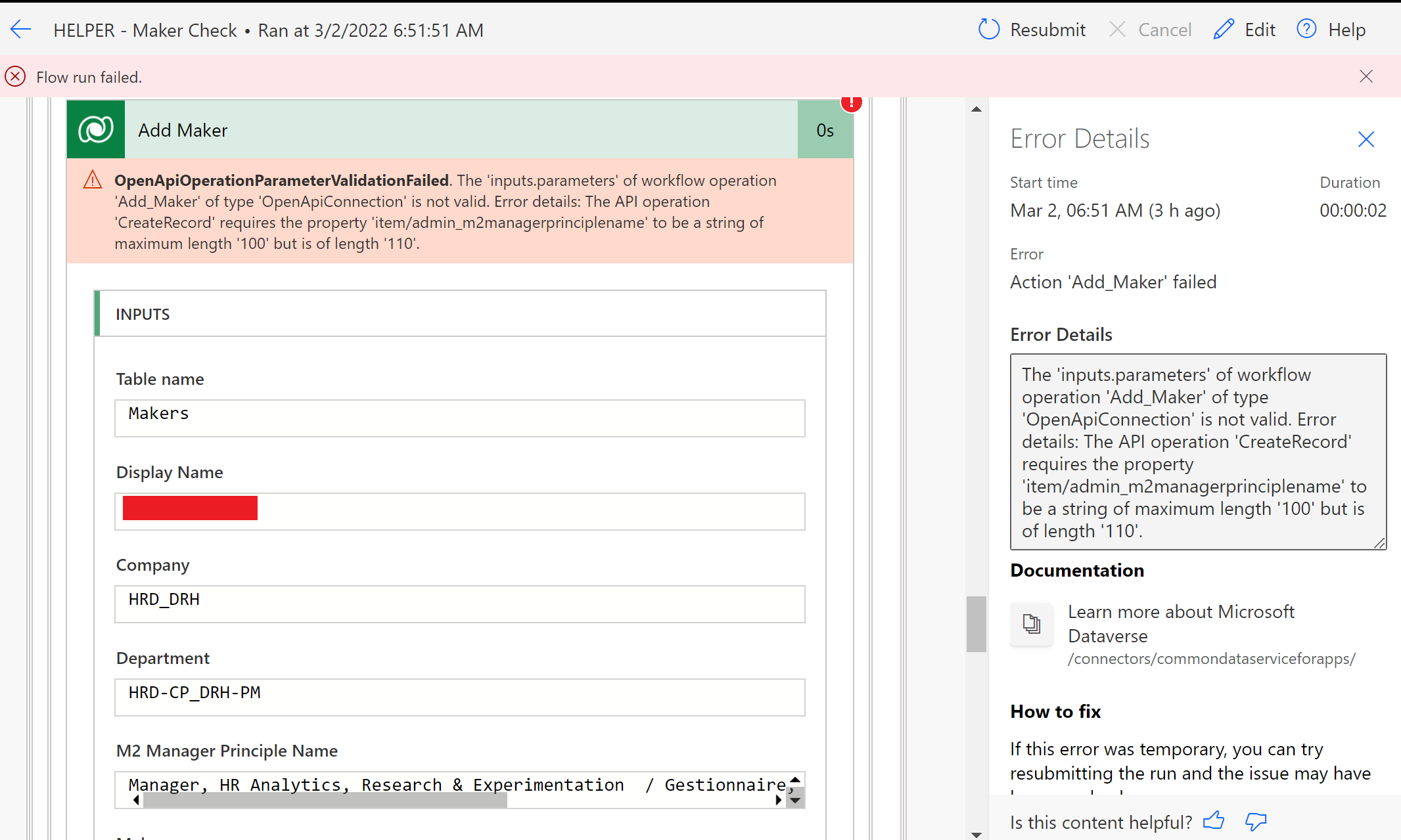 [CoE Starter Kit - BUG] Add_Maker admin_m2managerprinciplename string length exceeded · Issue ...