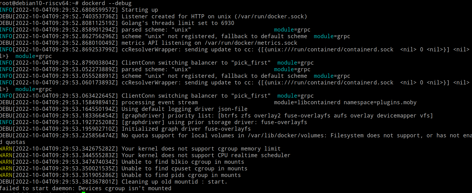 Docker Service Fails Cgroupfs Debian Sid · Issue 44 · Carlosedp Riscv Bringup · Github
