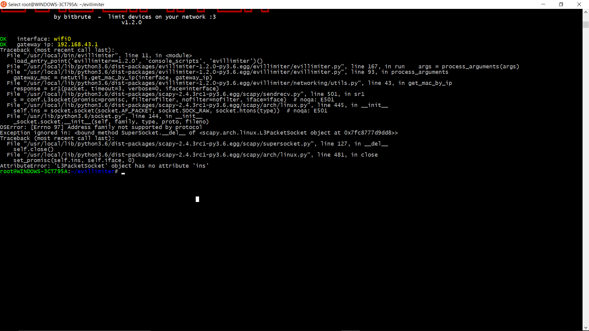 issue with ubuntu · Issue #14 · bitbrute/evillimiter · GitHub