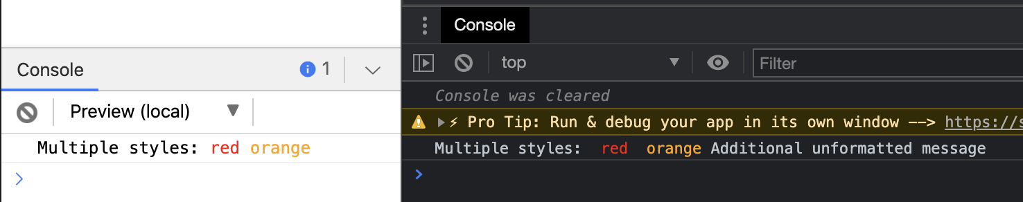 console.log() ignores arguments after style arguments · Issue #1403 · stackblitz/core · GitHub