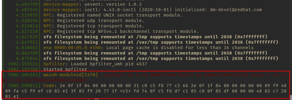 Release 4.3.2 - Vulnerability Detector: Segmentation fault in modulesd · Issue #2934 · wazuh ...