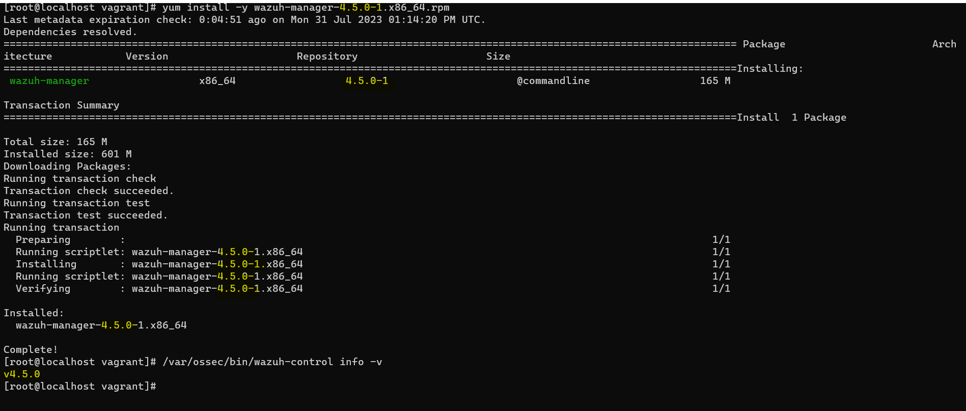 Different Versions In The Installation Logs Of Wazuh Manager 4 5 0 · Issue 4377 · Wazuh Wazuh
