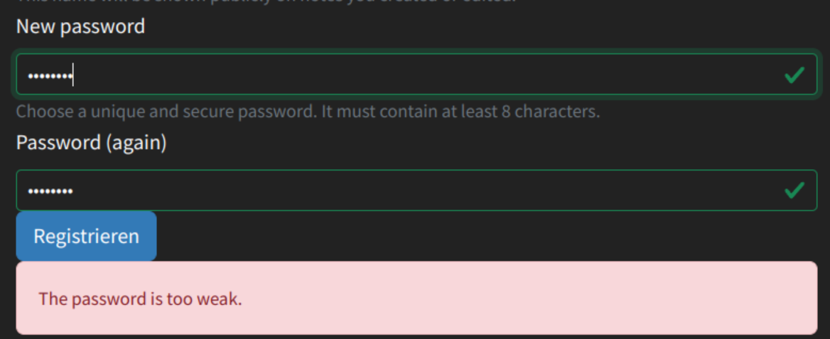Color password field red on weak password. · Issue #3163 · hedgedoc ...
