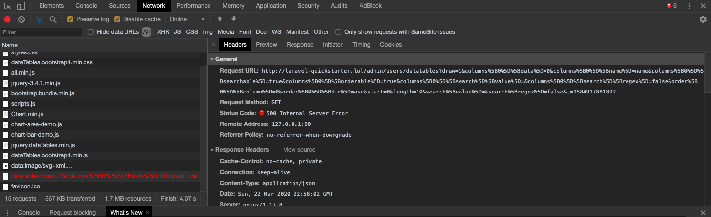 Trying to access array offset on value of type null · Issue #84 · freshbitsweb/laratables · GitHub