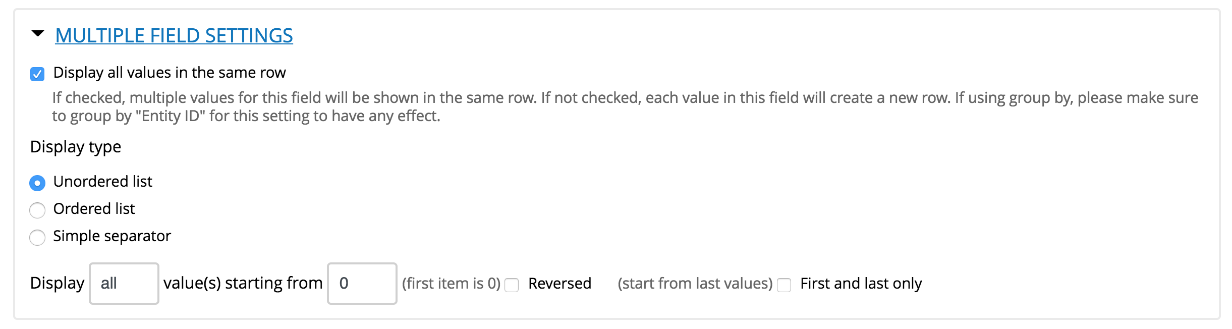  UX Views Multiple Field Settings Should Appear On Field Display 