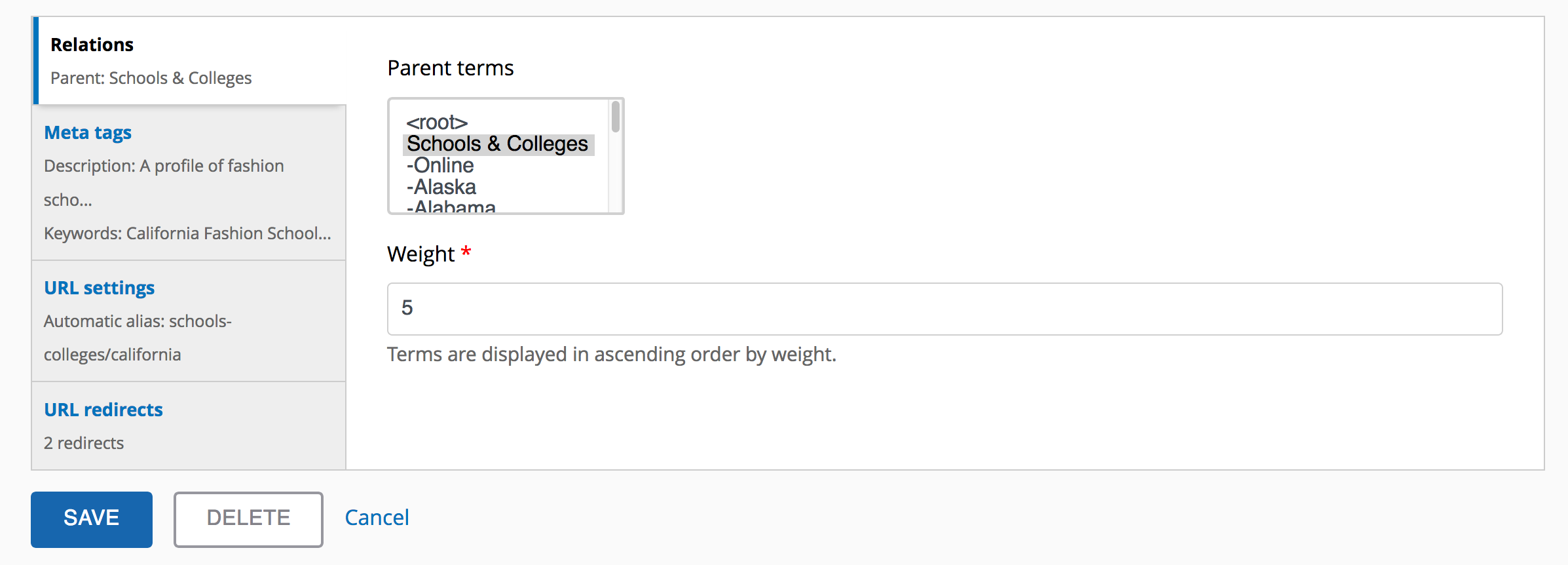[UX] Add vertical tabs to the taxonomy term edit form · Issue #3657 · backdrop/backdrop-issues ...