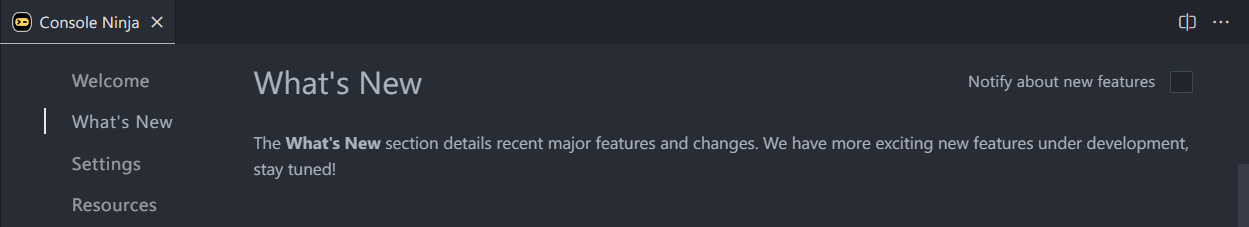 [bug] Notify About New Features Checkbox Does Nothing · Issue 132 · Wallabyjs Console Ninja
