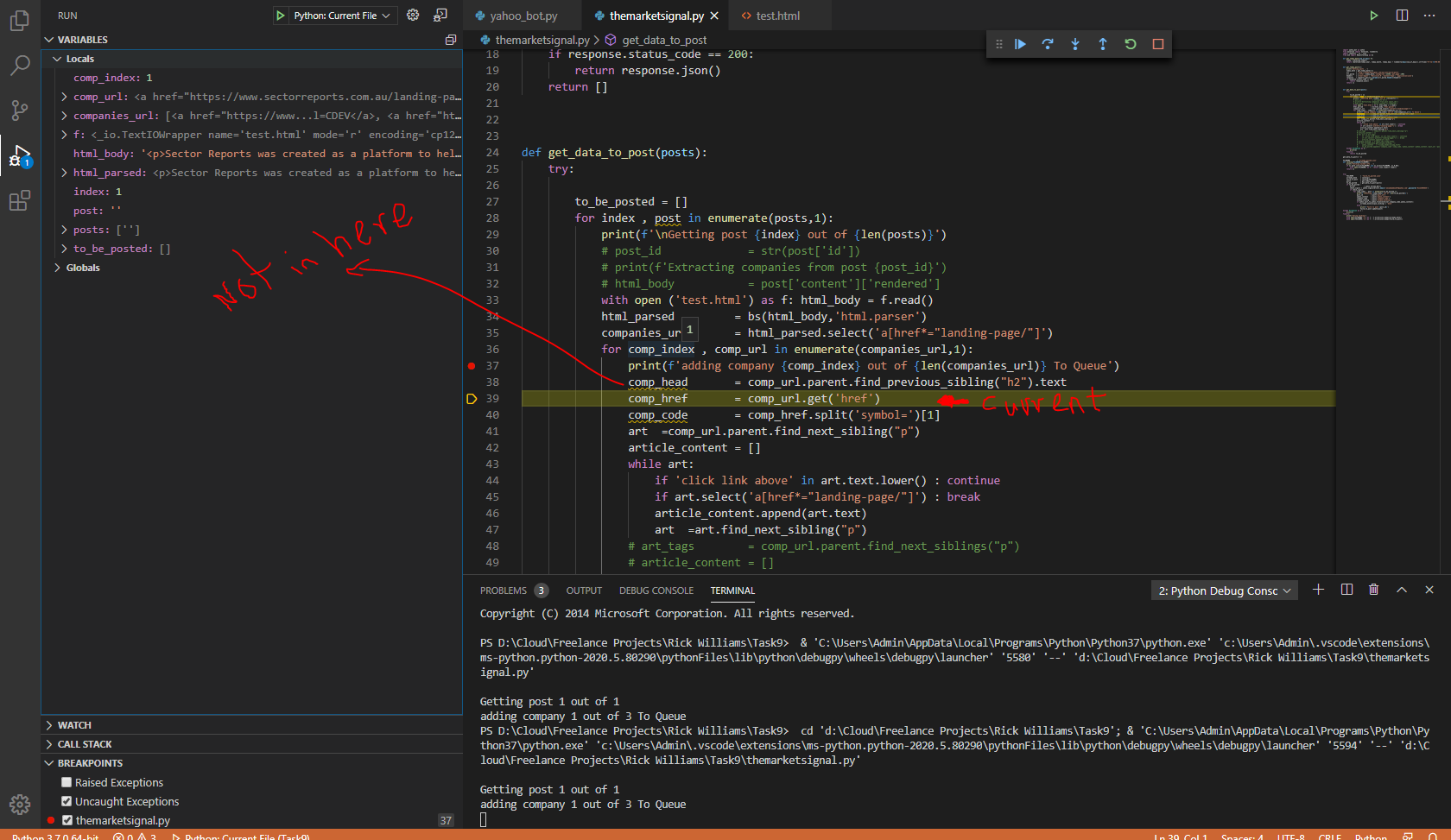 mouse cursor is pointing to the wrong line in debug mode python 3 ...