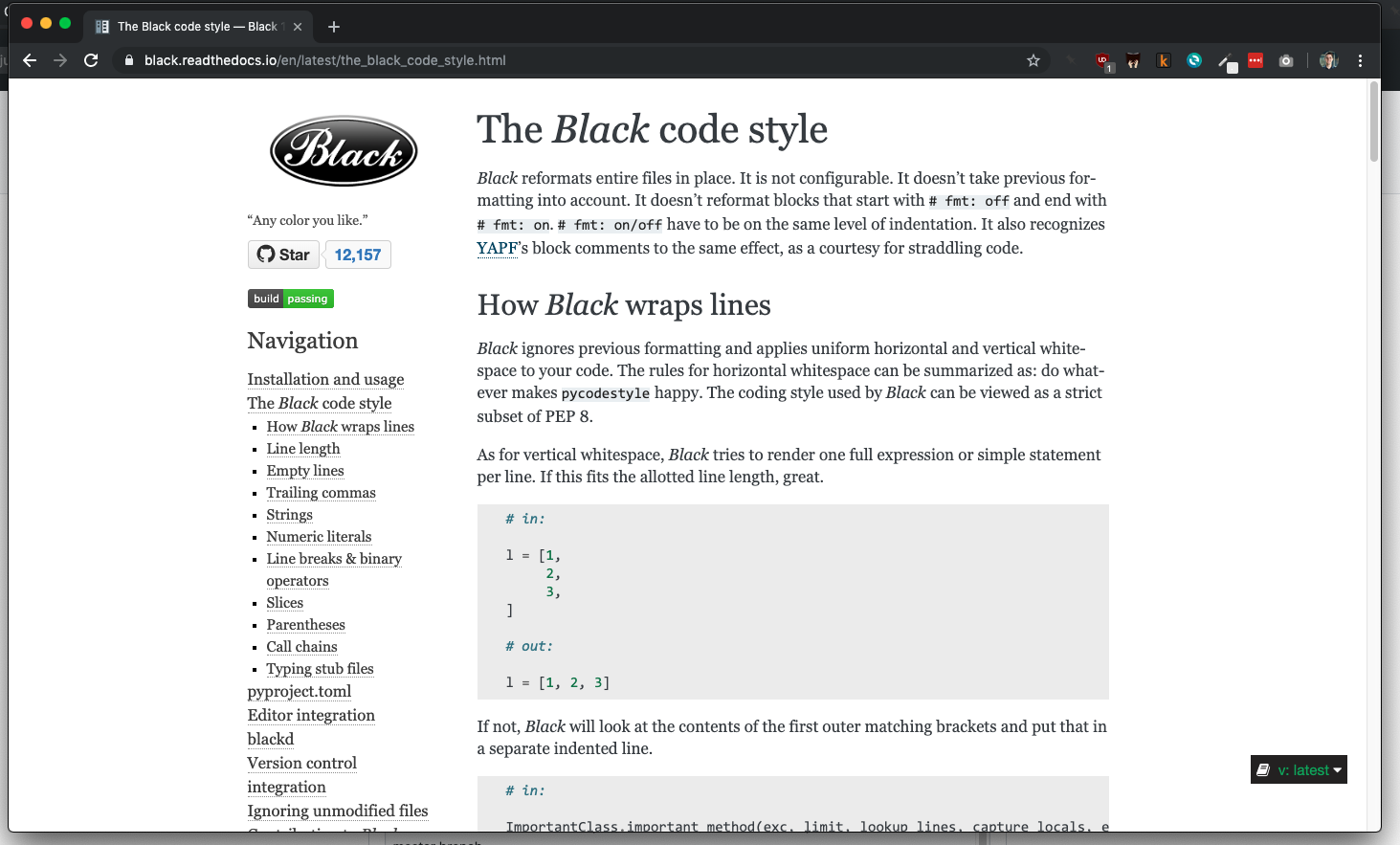 [Docs] Navigation is not scrollable and is cropped · Issue #990 · psf/black · GitHub