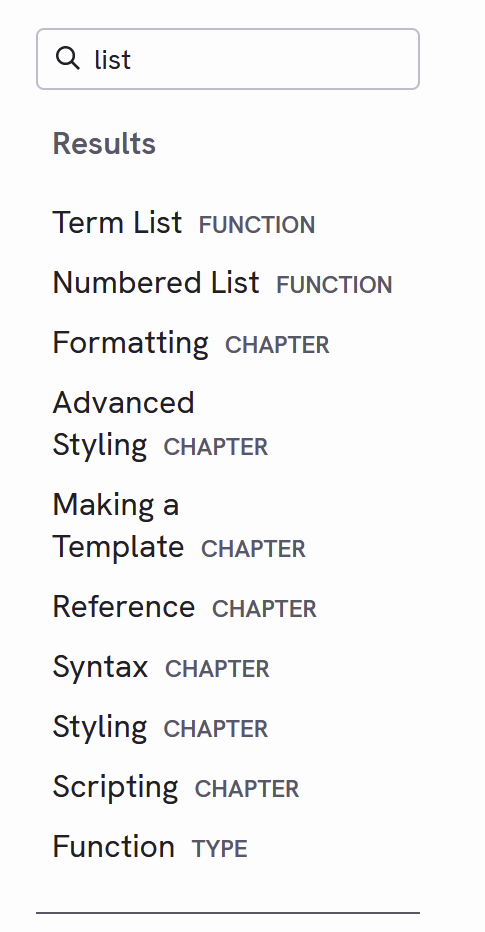 Docs List Layout Function Now Shown In Search · Issue 687 · Typst