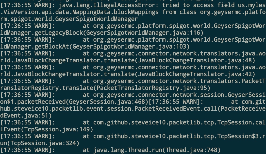 Error spam with ViaVersion 3.2.0-SNAPSHOT · Issue #1257 · GeyserMC ...