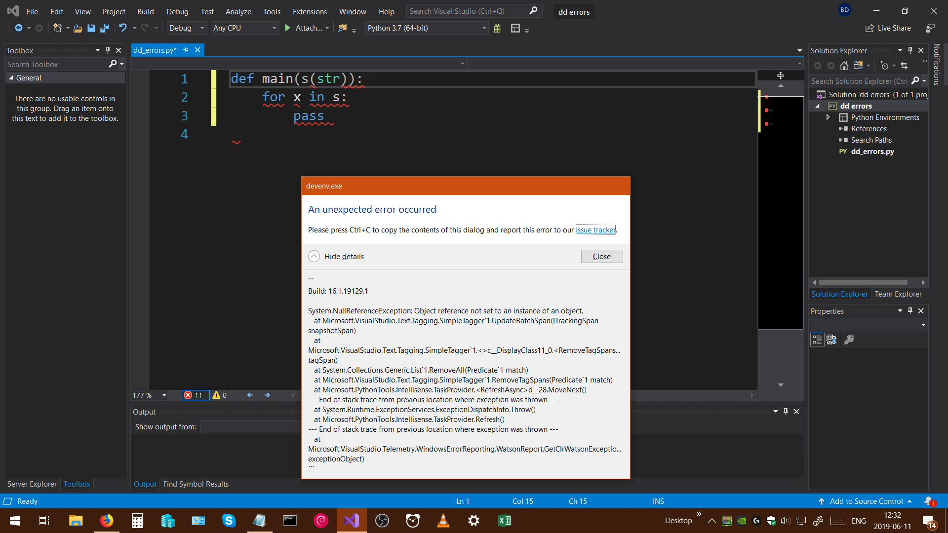 devenv.exe, An unexpected error occurred · Issue #5368 · microsoft/PTVS · GitHub
