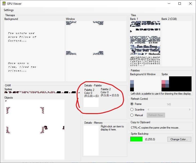 Reading GBHawk's GBC Palette data in GB-only game causes something that ...