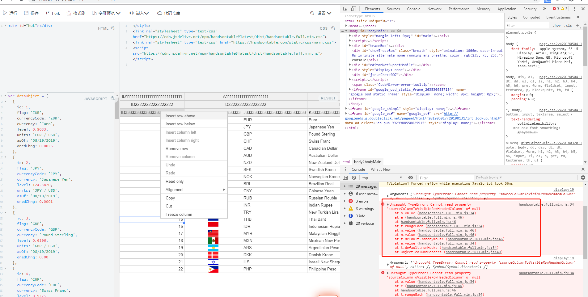 Freezing columns do not work with nestedHeaders · Issue #6001 · handsontable/handsontable · GitHub