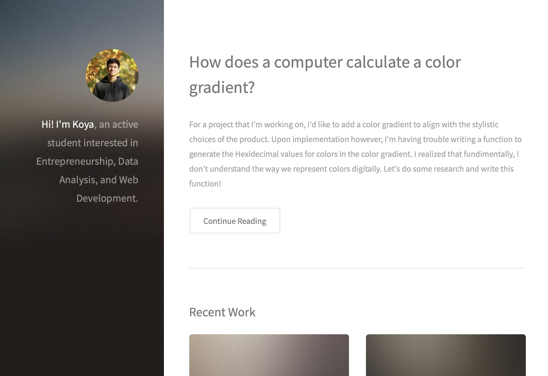 GitHub - KoyaS/PersonalSite: Creating a personal website to act as a portfolio using html and css
