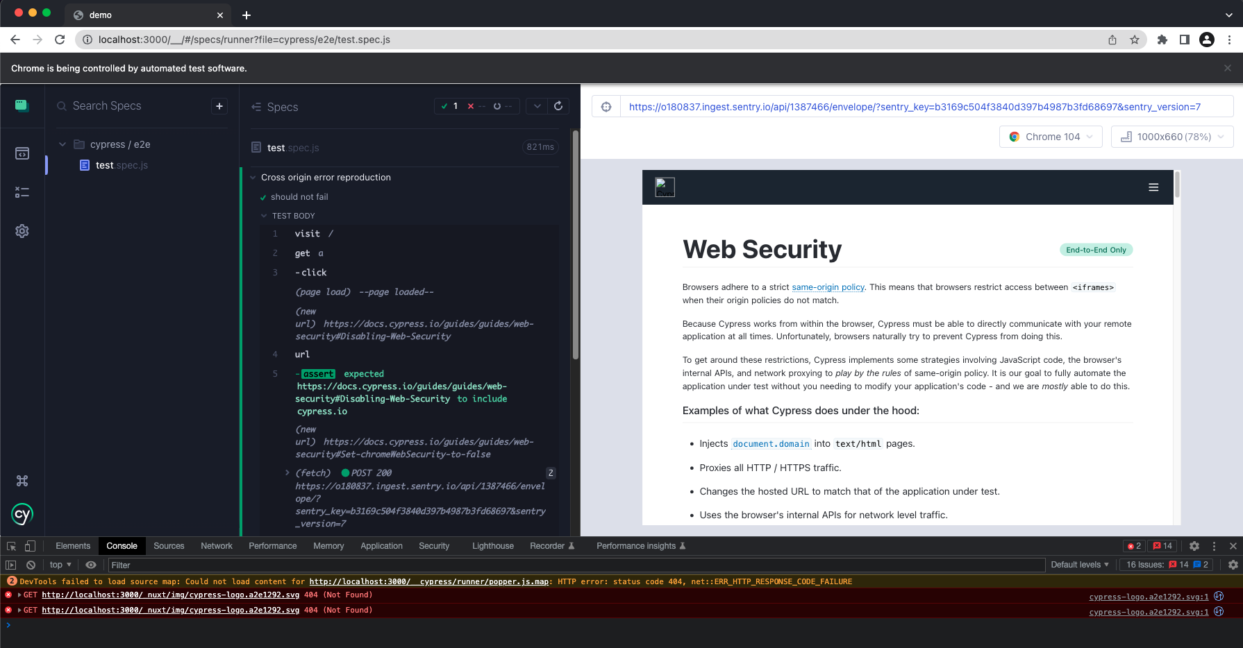 Cypress Cross Origin error with Chrome despite the chromeWebSecurity to false · Issue #23238 ...