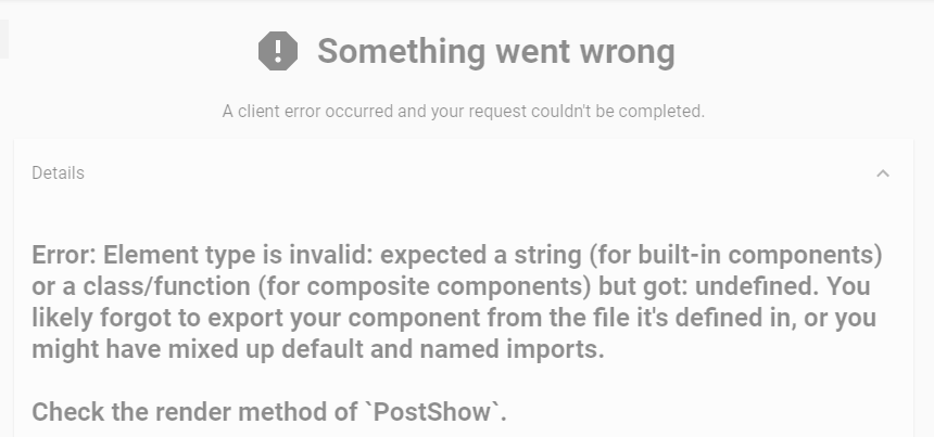 Simple Codesandbox fails at PostShow · Issue #5574 · marmelab/react-admin · GitHub