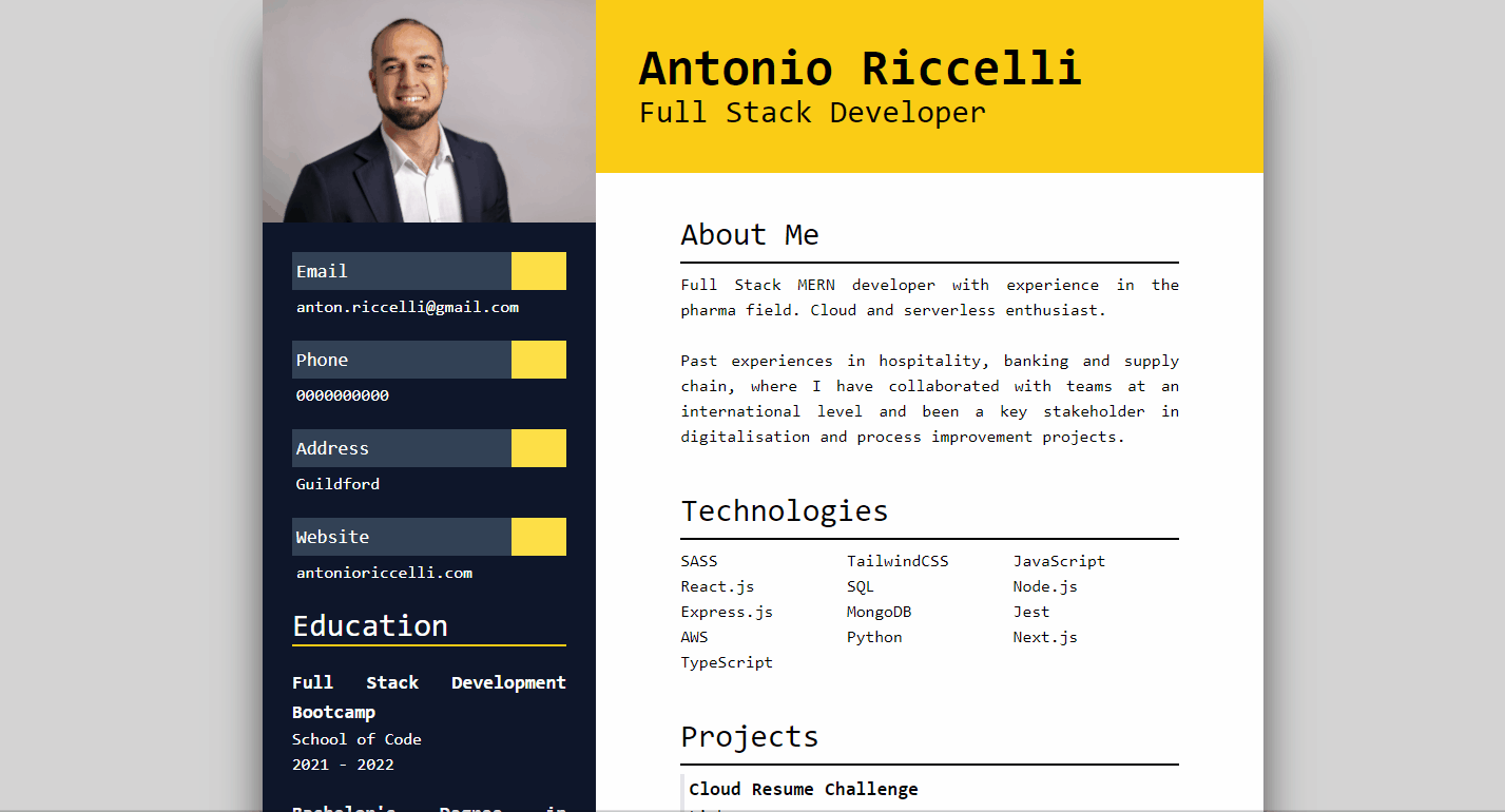 GitHub - Antonio-Riccelli/cloud-resume-challenge-frontend: Frontend ...