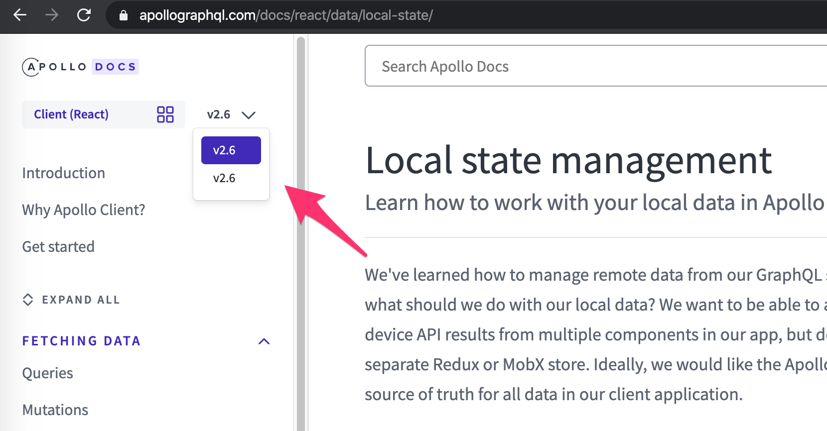 ApolloGraphQL Documentation Website: Apollo React Client V3 Documentation has dissapeared ...