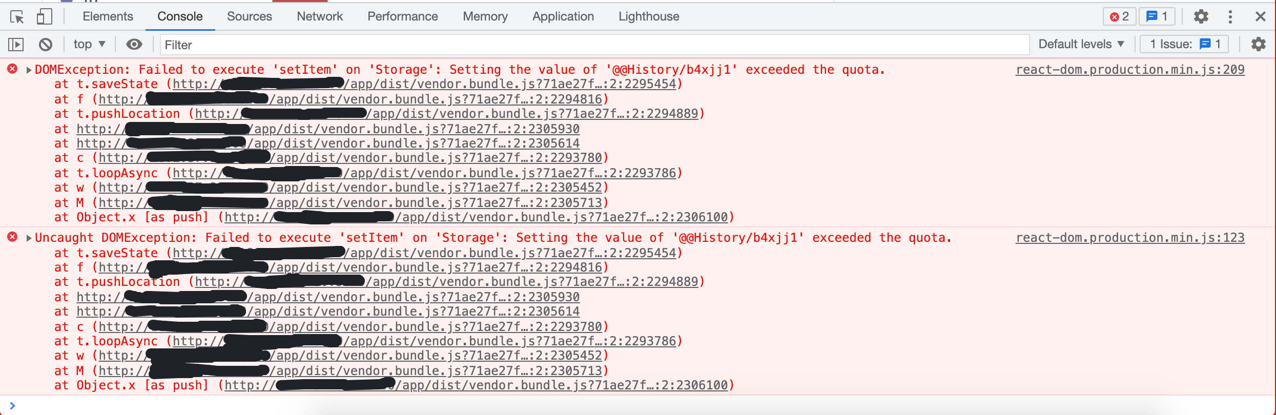 click Sharing or Sharing and embedding button, nothing happened but get DOMException message on ...