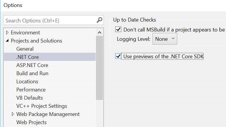ASP.NET Core 3.0 Preview 3 does not show up in the dropdown using Visual Studio 2019 RC.1 Svc1 ...