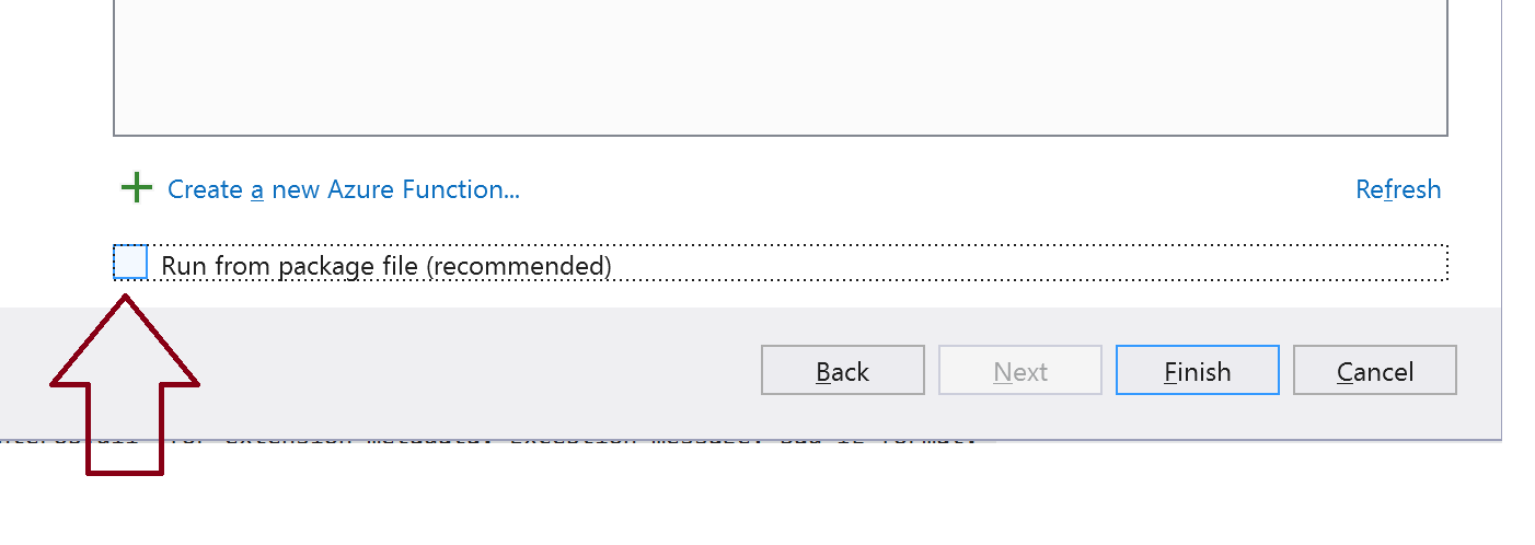 "Can't publish Azure Funciton. Getting error: Publish has encountered an error. We were unable ...