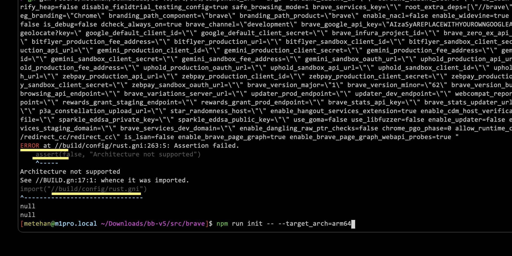 Receiving Architecture Not Supported Error While Building On Mac M1 Pro · Issue 34002 · Brave
