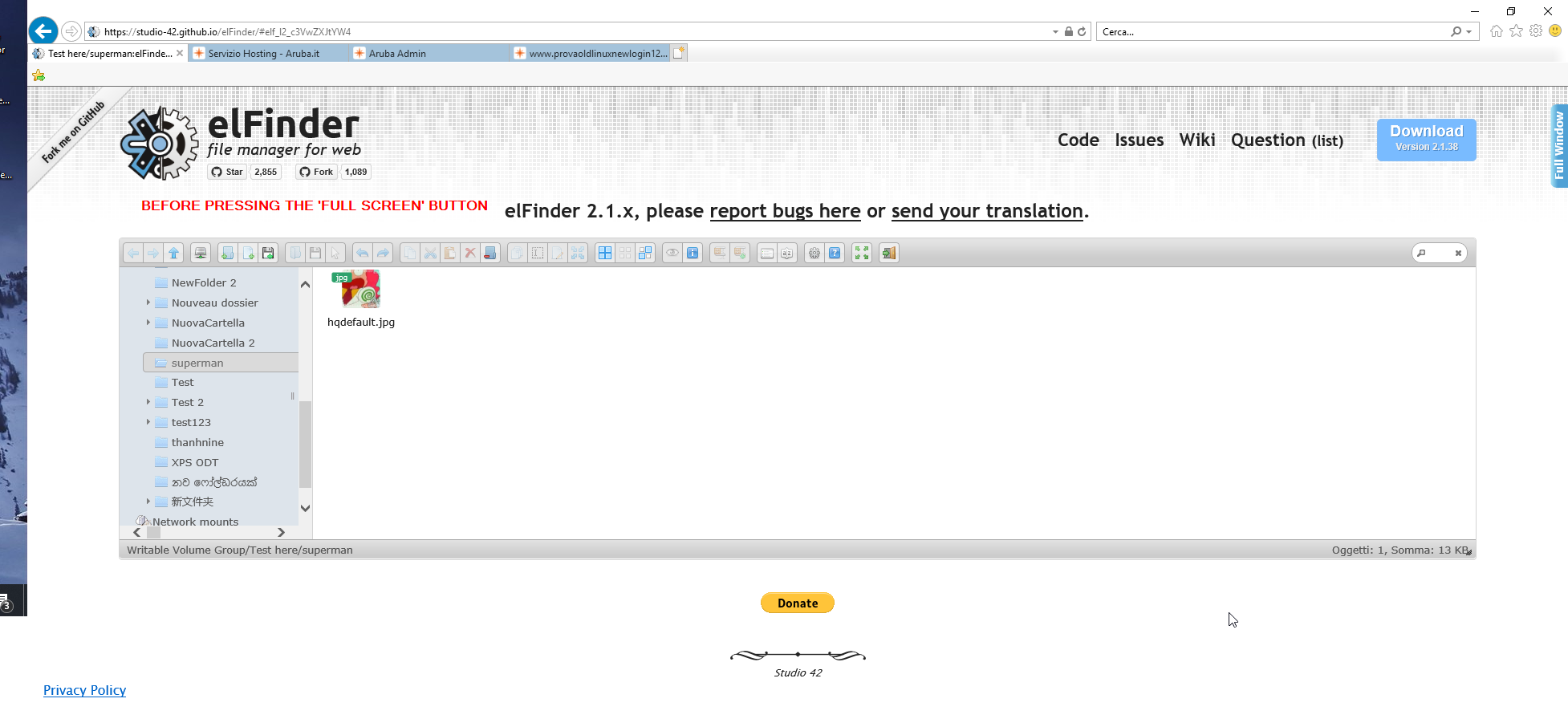 Full screen button missing after resizing the screen · Issue #2530 · Studio-42/elFinder · GitHub