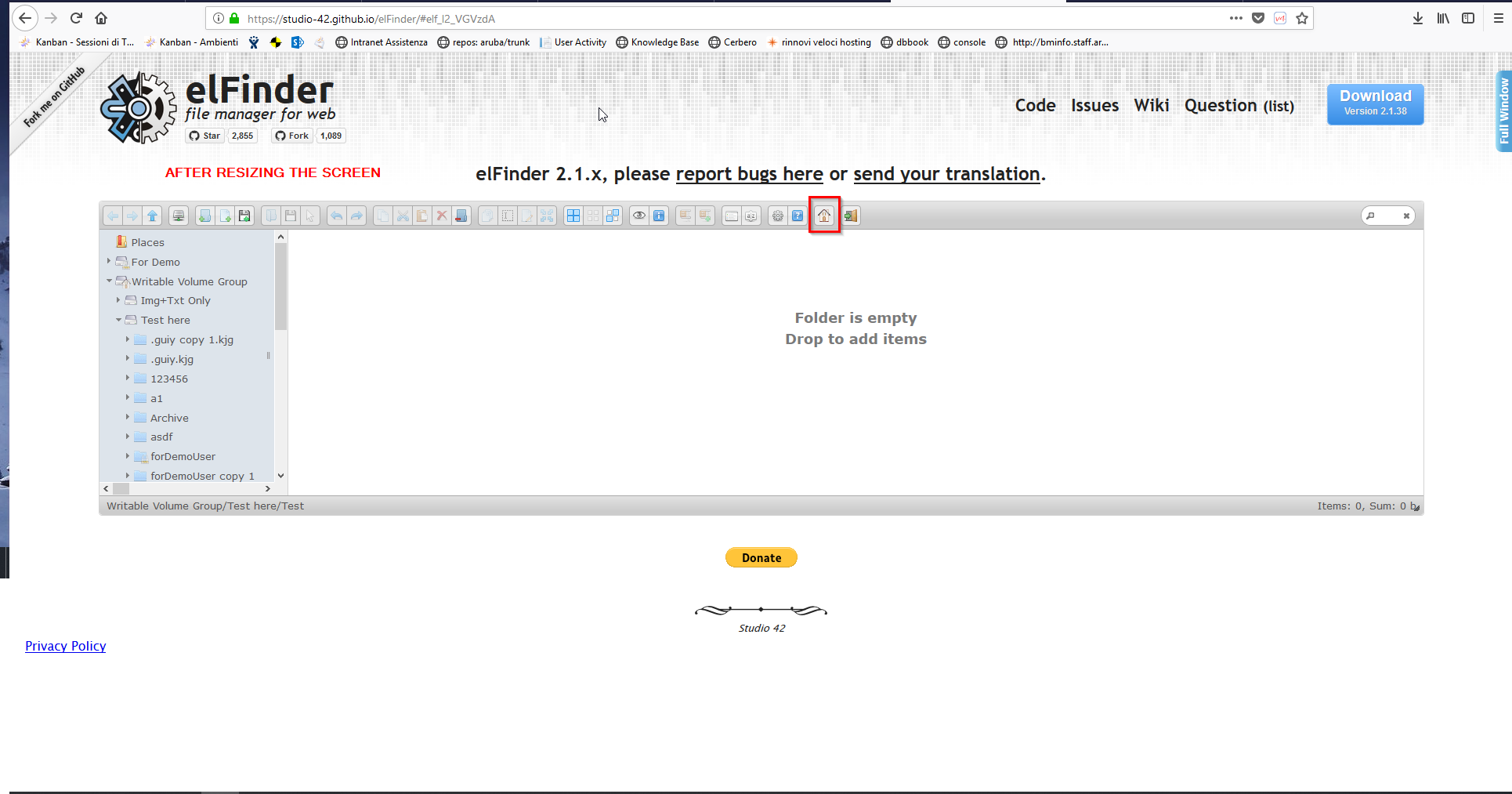 Full screen button missing after resizing the screen · Issue #2530 · Studio-42/elFinder · GitHub