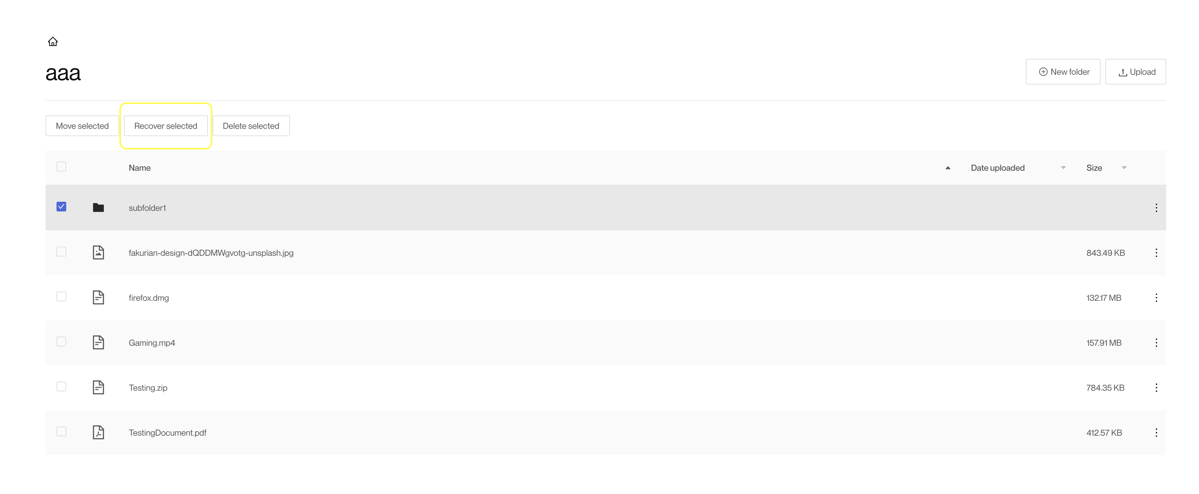 ChainSafe Storage: "Recover Selected" button displayed when a folder is selected · Issue #1273 ...