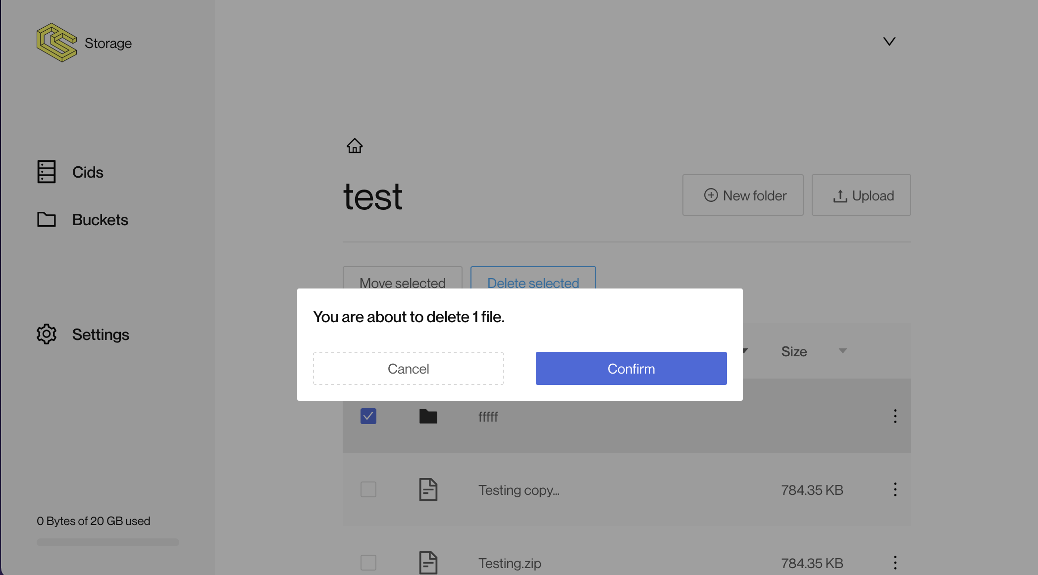 ChainSafe Storage: Delete confirmation modal displays the wrong text · Issue #1296 · ChainSafe ...