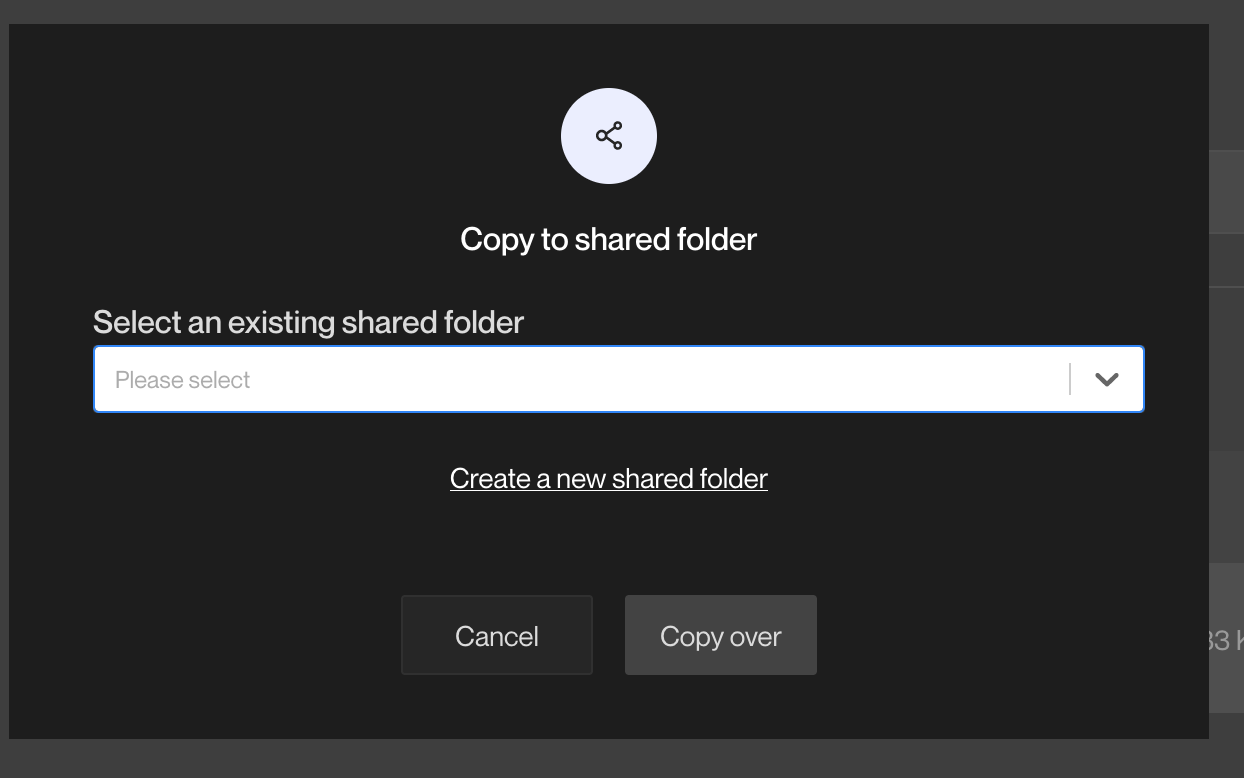 Files: Create / Copy To Shared Folder Modal elements do not match dark theme · Issue #1347 ...