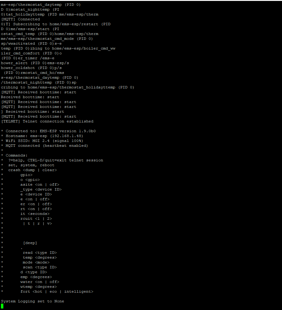 Text Formatting Issue In Help Menu Of Telnet Console · Issue 134 · Emsespems Esp · Github
