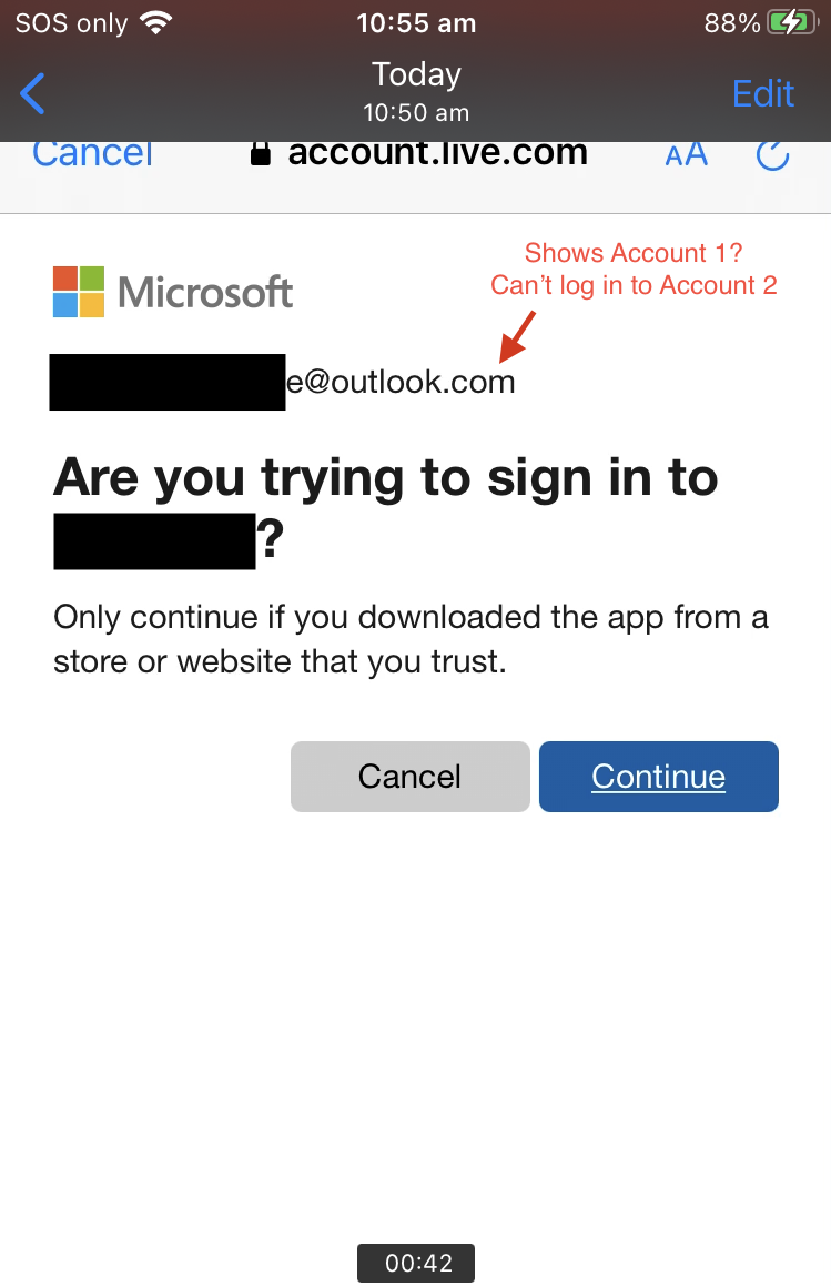 Unable to Select Account and/or log in to a different account after ...
