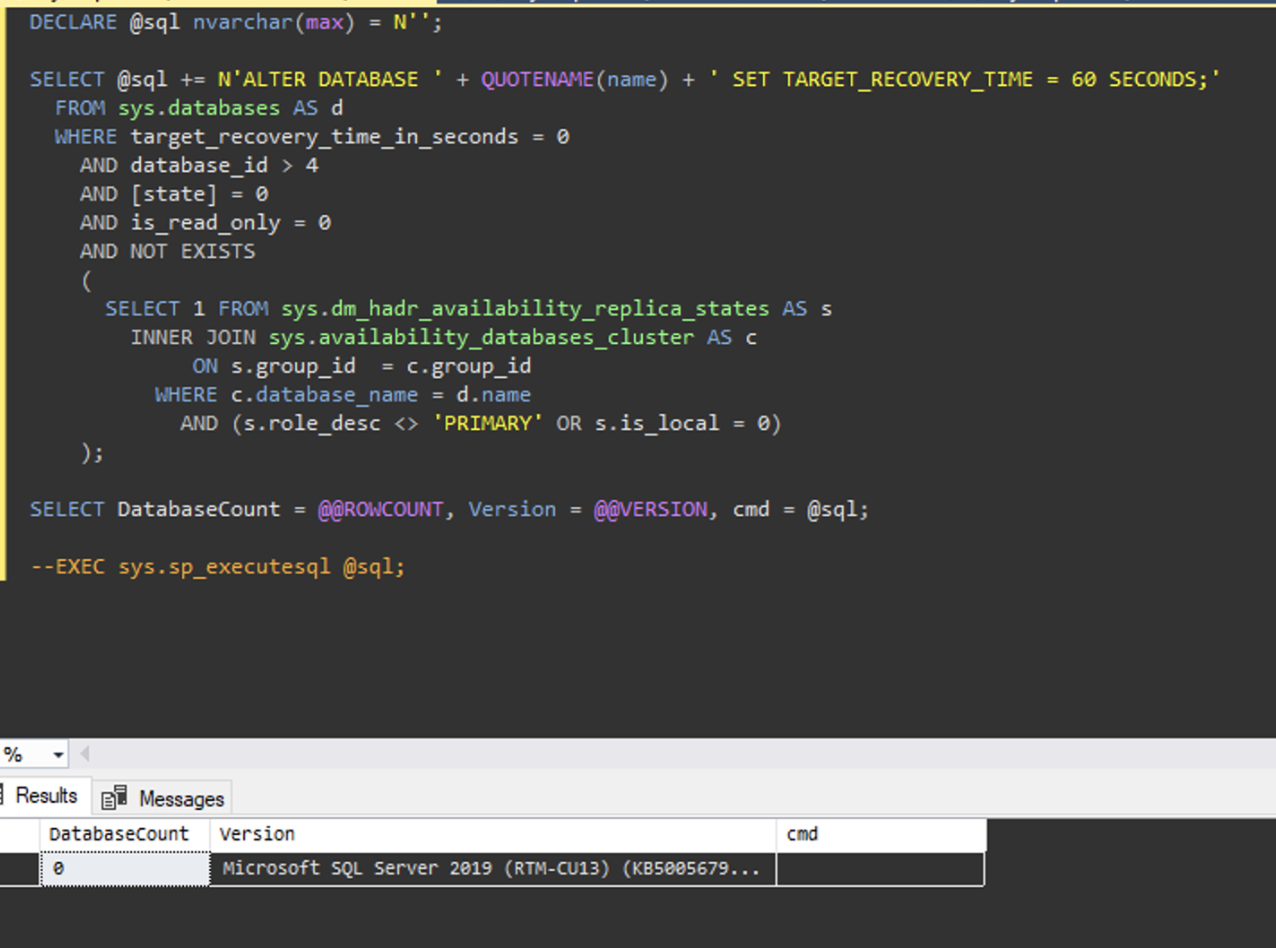Remove Recovery Interval Not Optimal on HADR instances · Issue #3031 · BrentOzarULTD/SQL-Server ...
