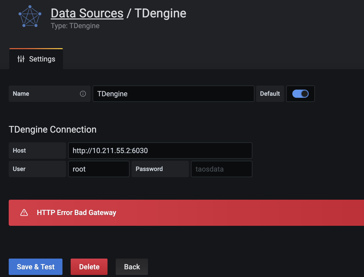 grafanal添加tdengine插件连接不上，服务端确认在正常工作，通过taos可以操作服务端 · Issue #4017 · taosdata/TDengine · GitHub