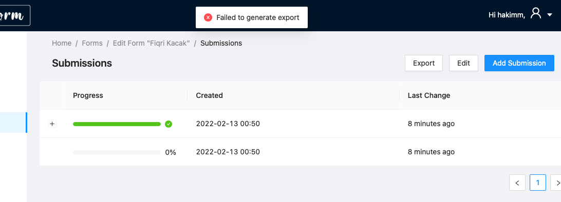 submissions / export : "Failed to generate export" · Issue #152 · ohmyform/ohmyform · GitHub