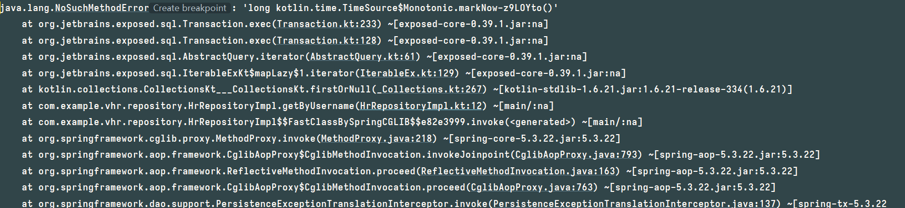 A NoSuchMethodError was encountered · Issue #1594 · JetBrains/Exposed · GitHub