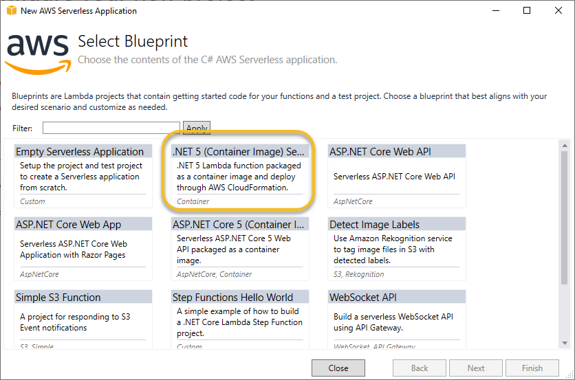 AWSServerless .NET5 Project Model Availability Date · Issue #132 · aws/aws-toolkit-visual-studio ...