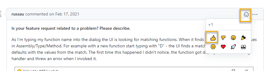 Upload Lambda function dialog overwrite values for Assembly/Type/Method when I enter my function ...