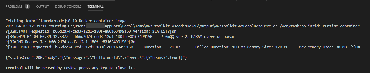 Strip (or render) the formatting codes returned by sam local output ...