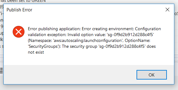 Security Group Does Not Exist Error When Deploying To Beanstalk