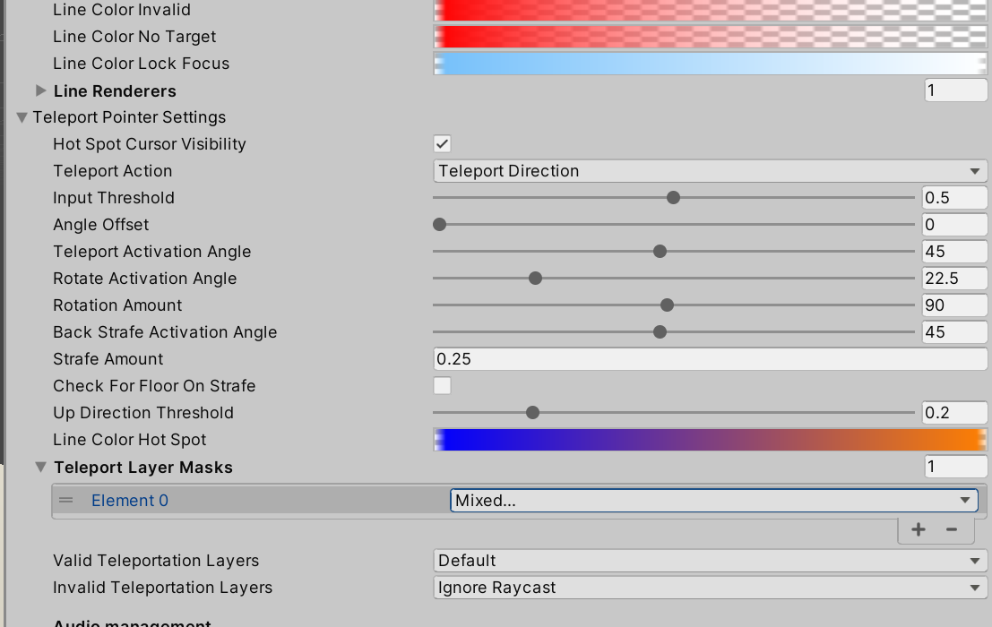 Clarifying raycast layermask descriptions and fixed teleport pointer ...